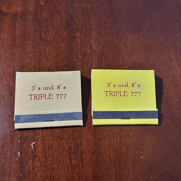 Other | Vintage Matchbook Set Of 2 3s And 8s Triple 777 Faded Yellow ...